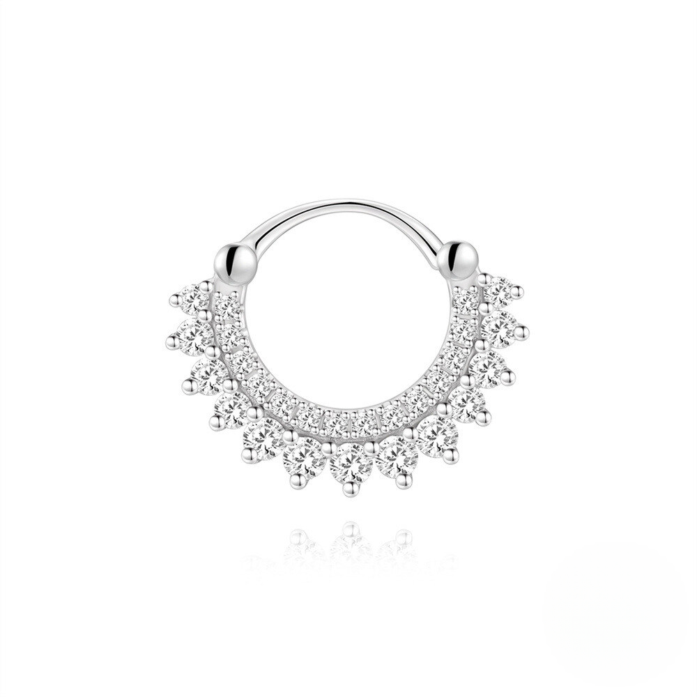 S925 Sterling Silver Classic Moissanite Round Nose Ring Piercing Soft ...